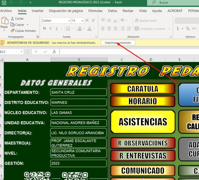 DESCARGAR REGISTRO PEDAGÓGICO 2024 | EXCEL